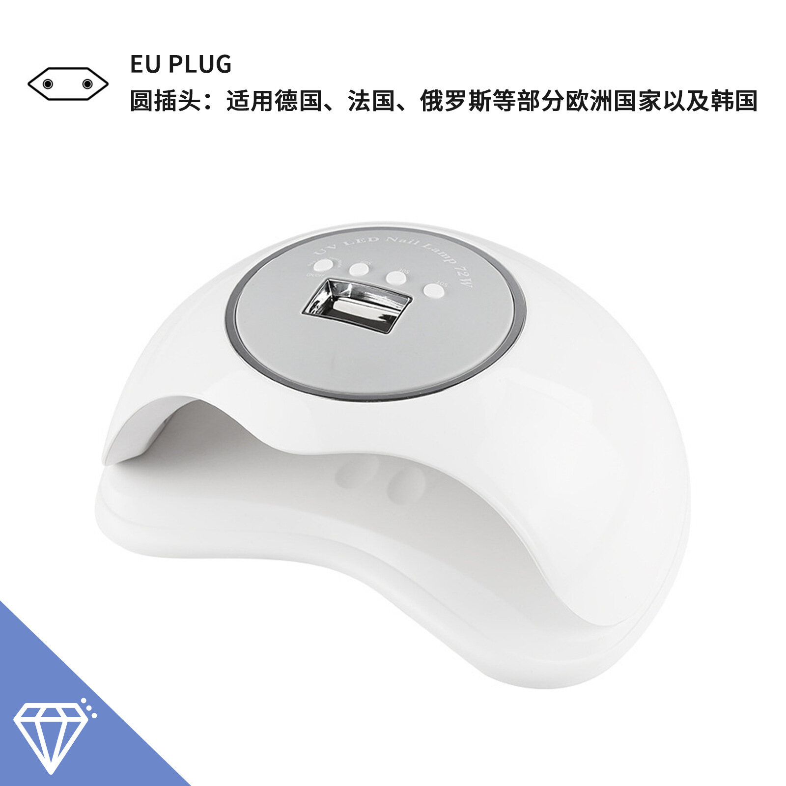 BQ-72W Профессиональная УФ/LED лампа для сушки ногтей с европейским стандартом для быстрого высыхания без липкого слоя,