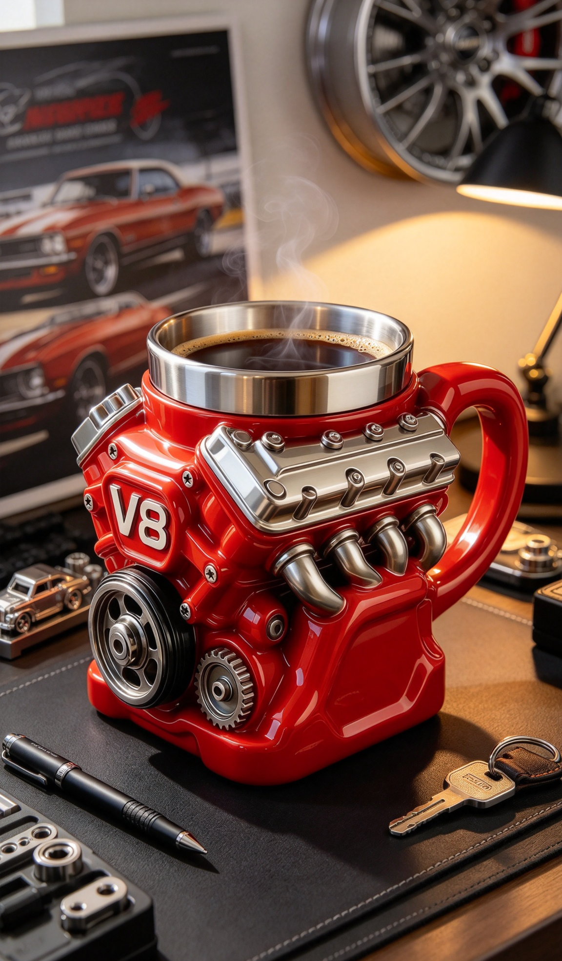 Кружка механическая с двигателем V8 персонализированная для воды, оригинальный дизайн, уникальный подарок