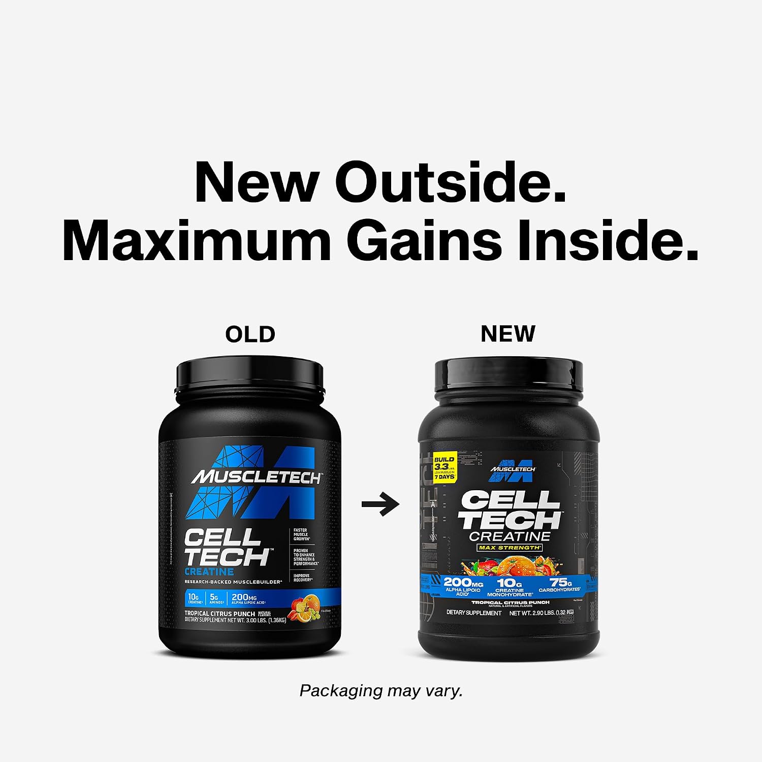 MuscleTech Cell-Tech, пунш из тропических цитрусов, 1,32 кг (2,9 фунта) из США