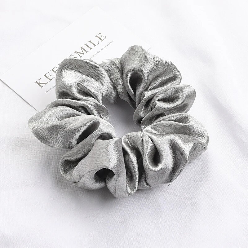Атласные резинки для волос Серебряный, Silver Gray