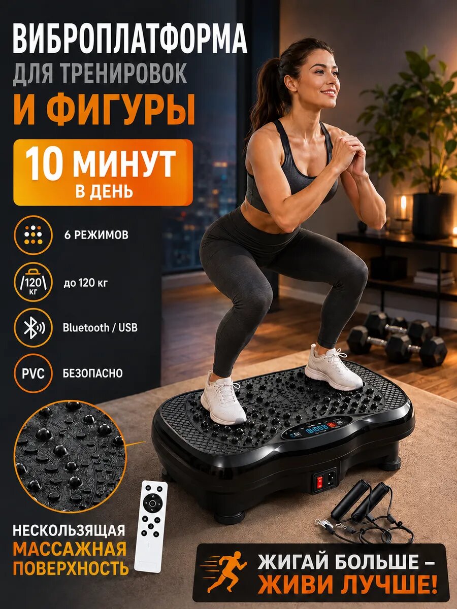 Вибрационная платформа‑массажёр для домашних тренировок