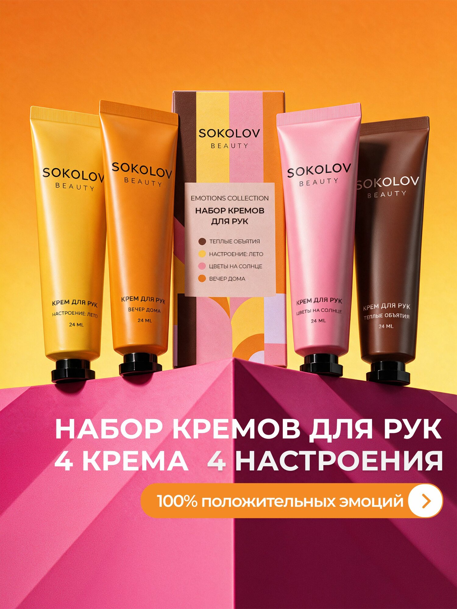 Набор кремов для рук SOKOLOV Emotions Collection, 4 аромата — косметические наборы