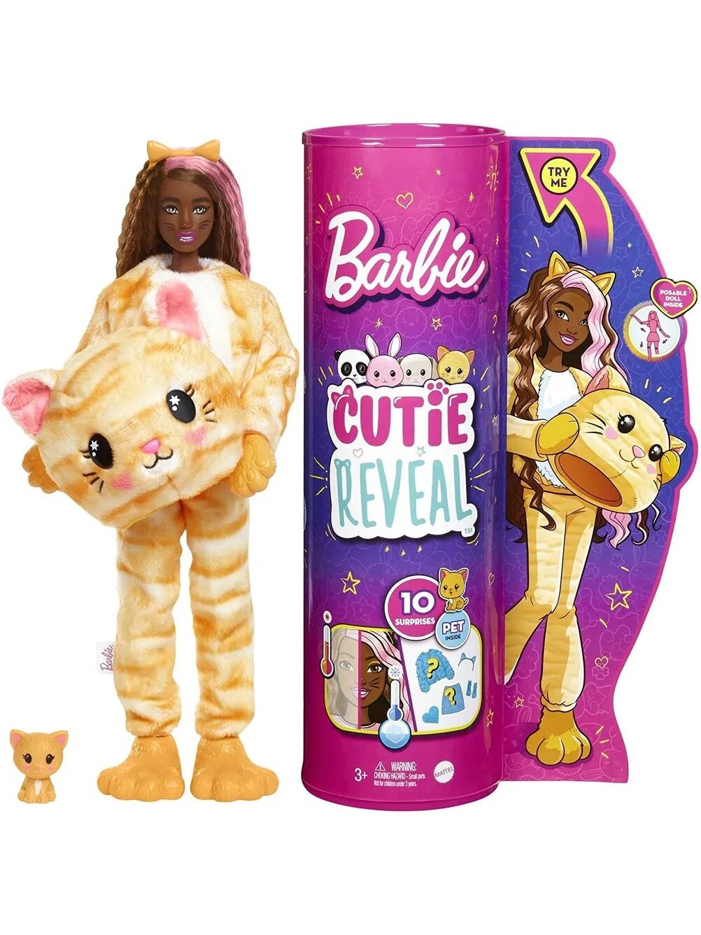 Кукла Barbie Cutie Reveal с костюмом тигренка и аксессуарами, 10 сюрпризов