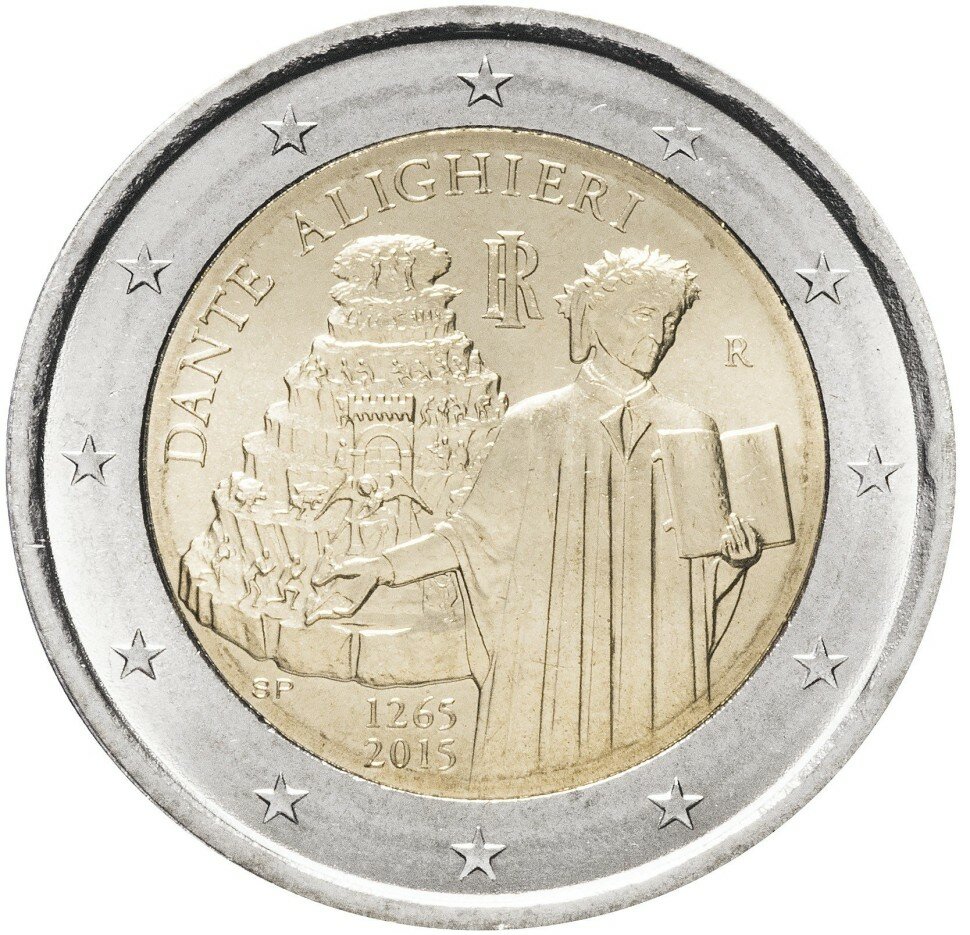 Италия 2 евро 2015 г Данте Алигьери