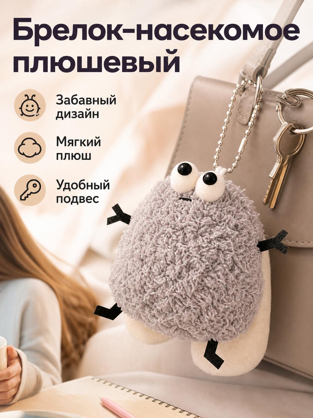Забавный плюшевый брелок в виде комара, мягкая игрушка-подвеска для сумки и ключей, милый аксессуар для девочек, подарок для любителей необычных вещей