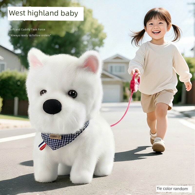 Электрическая плюшевая собачка West Highland Puppy с аккумуляторной зарядкой, подарок для девочек 3-6 лет