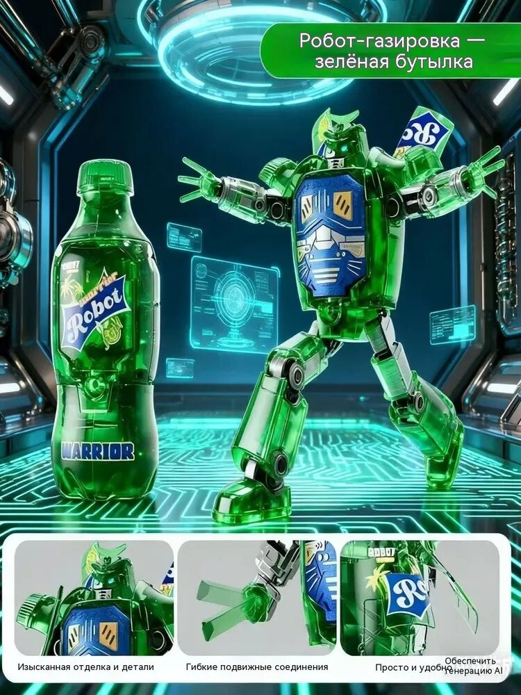 Игрушка-деформатор Soda robot, зеленый, ABS пластик, 17*11*7 см