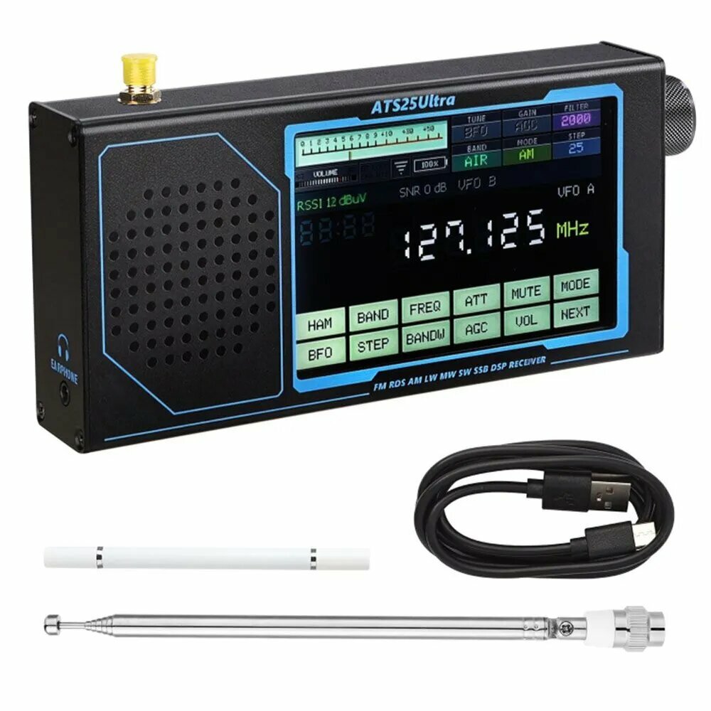ATS25 Ultra Bluetooth-приемник, Wi-Fi, AIR-диапазон, FM, SW, SSB, MW, LW, AIR, SDR, а