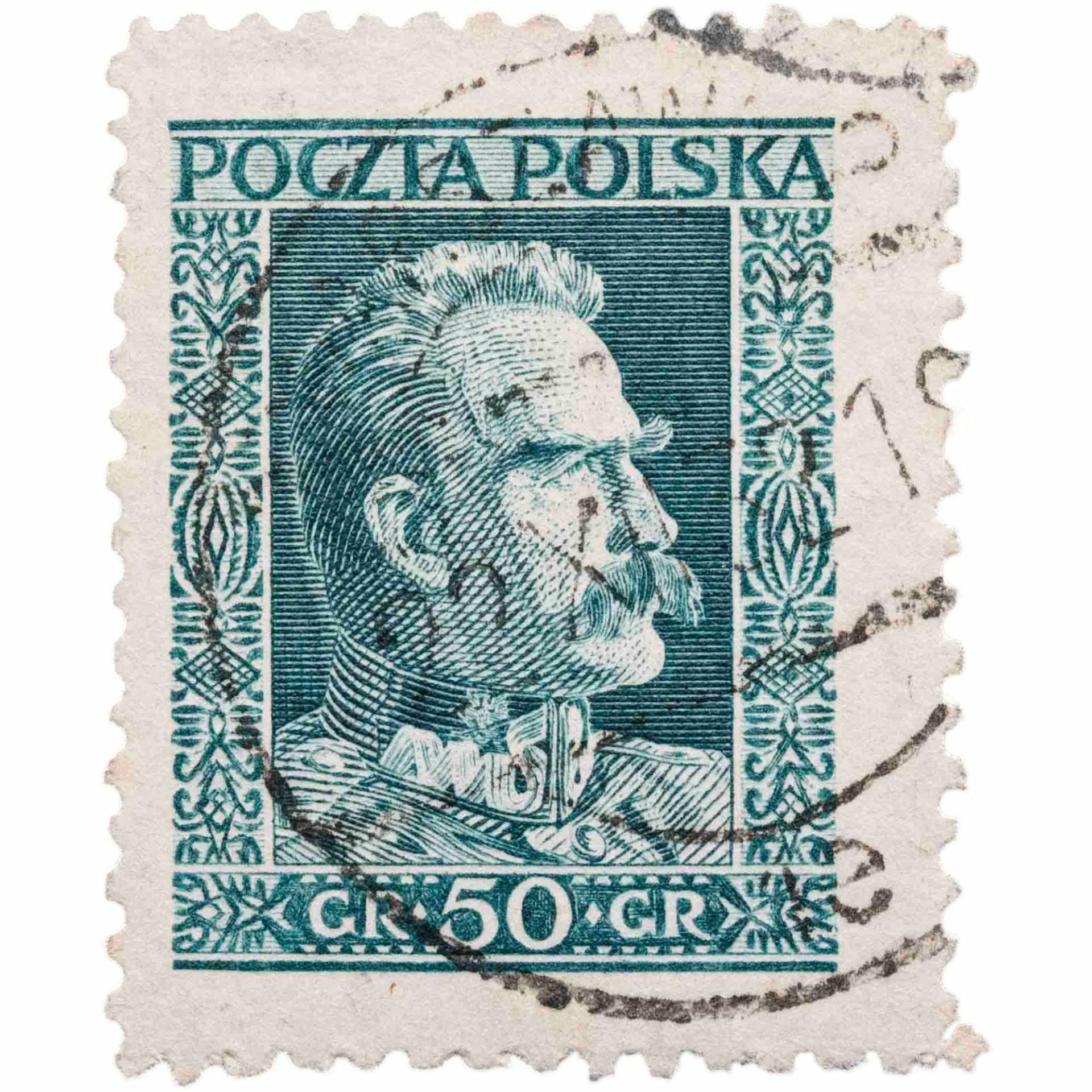 Польша марка 50 1925-1928 "Пилсудский стандарт"