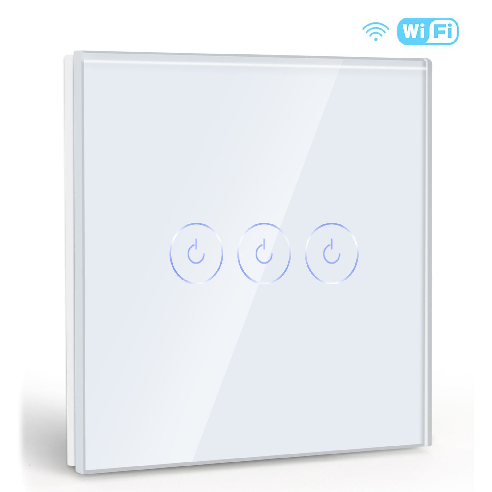 Сенсорный выключатель c Алисой, умный WIFI выключатель, 3 клавиши, панель стекло Белая