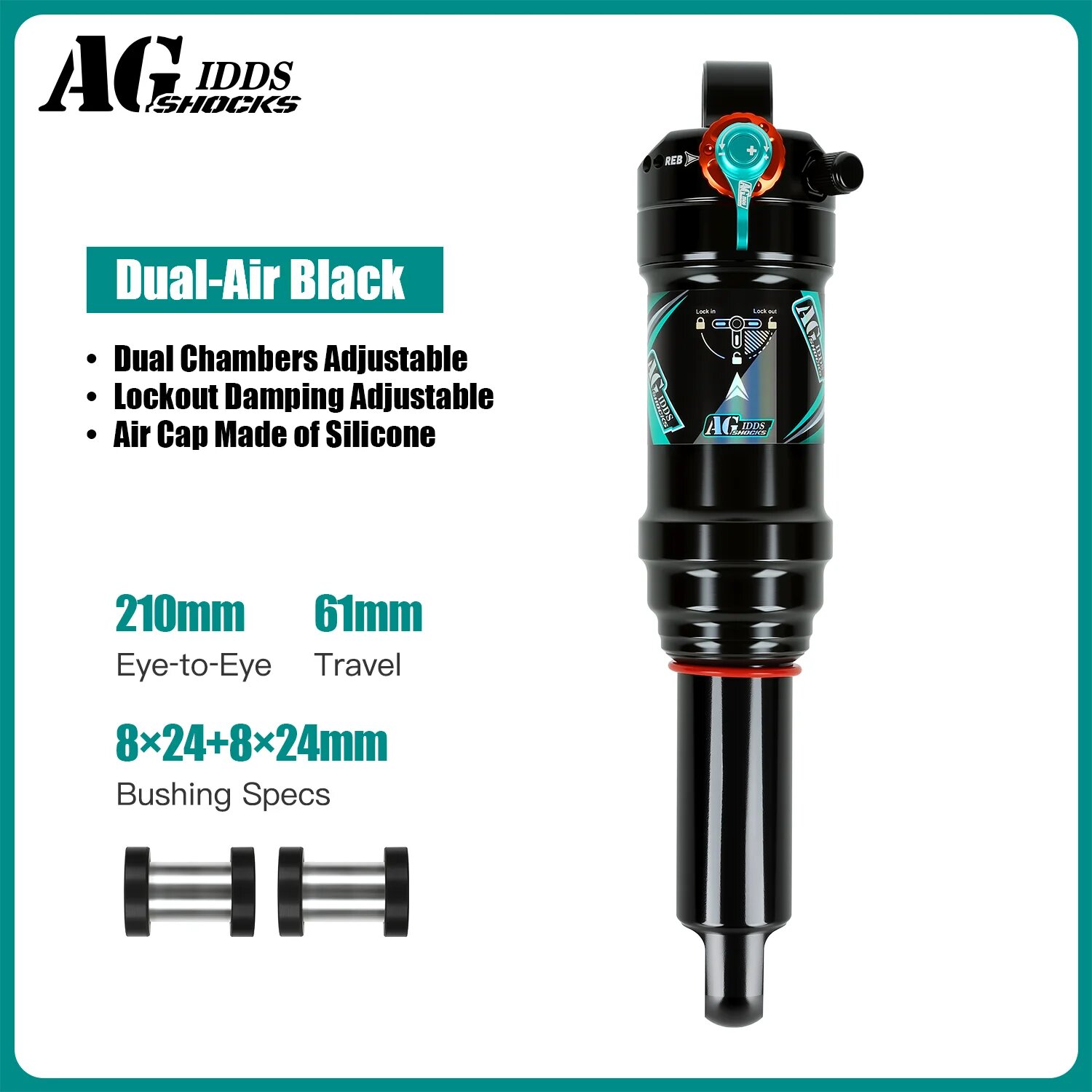 Амортизатор AGSHOCKS Dual Air Black 210 мм