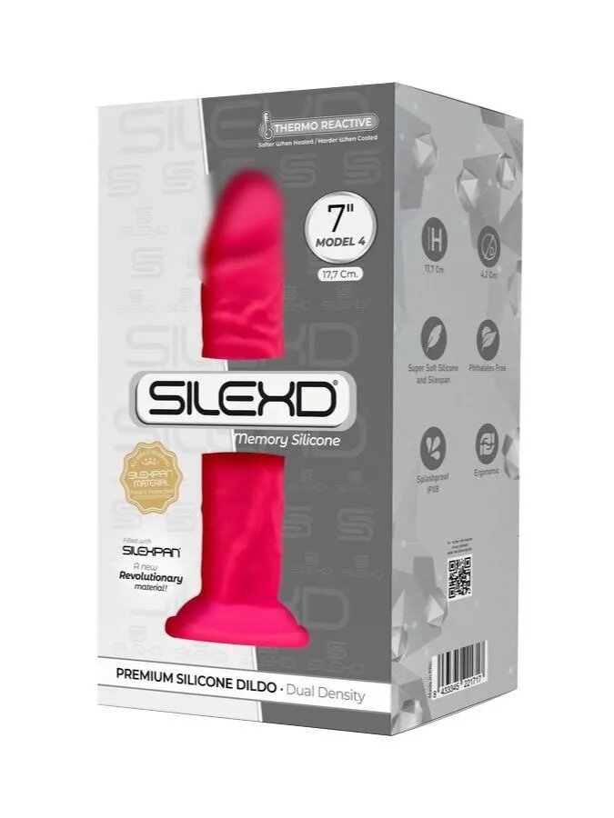Фаллоимитатор, SILEXD Model 4, 7", розовый, 17,7х4,2 см, реалистичный, на присоске