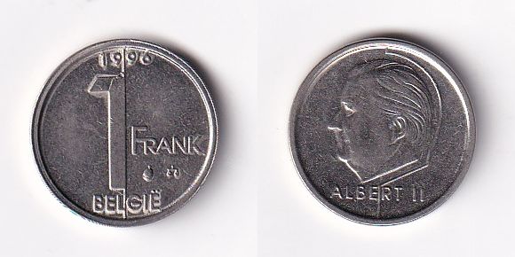 Бельгия 1 франк 1996 год