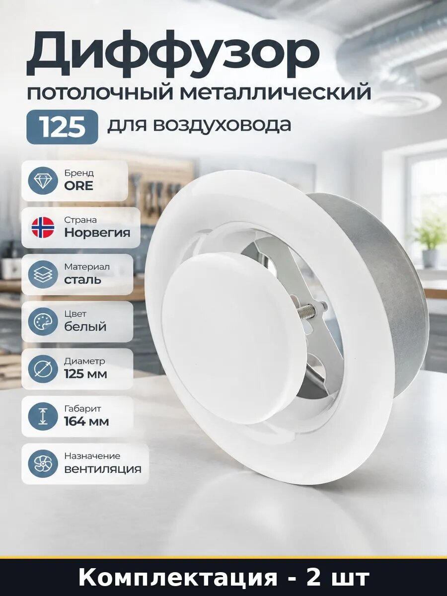 Набор Диффузор потолочный вентиляционный 125 мм 2 шт