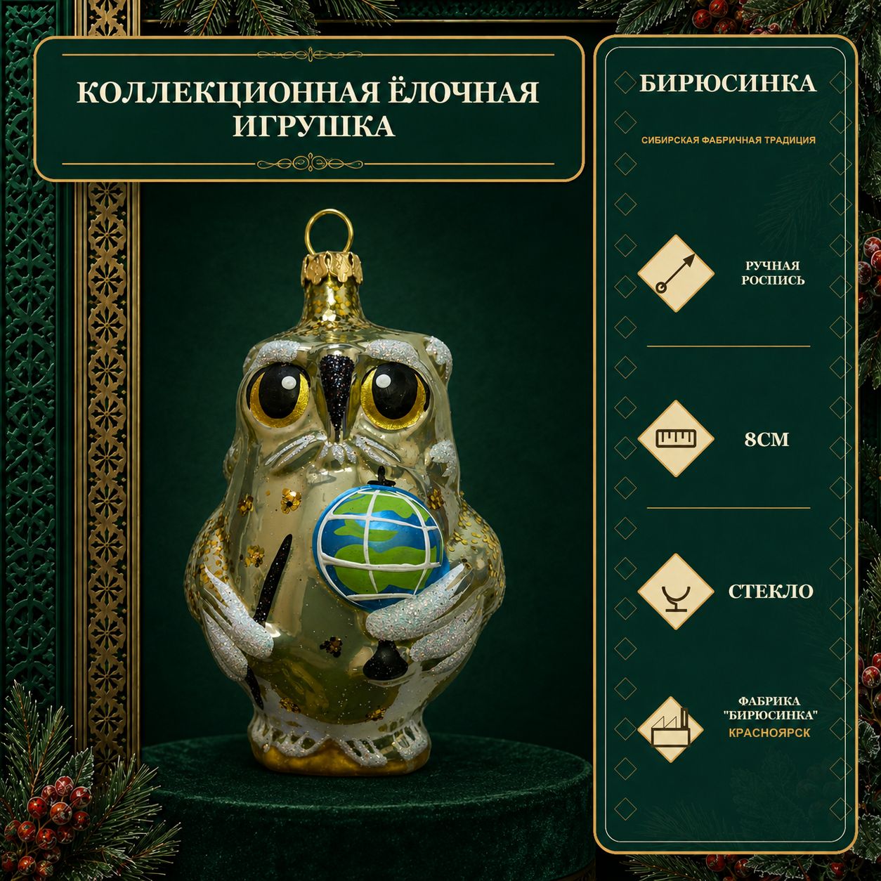 Игрушка на елку Сова мудрая