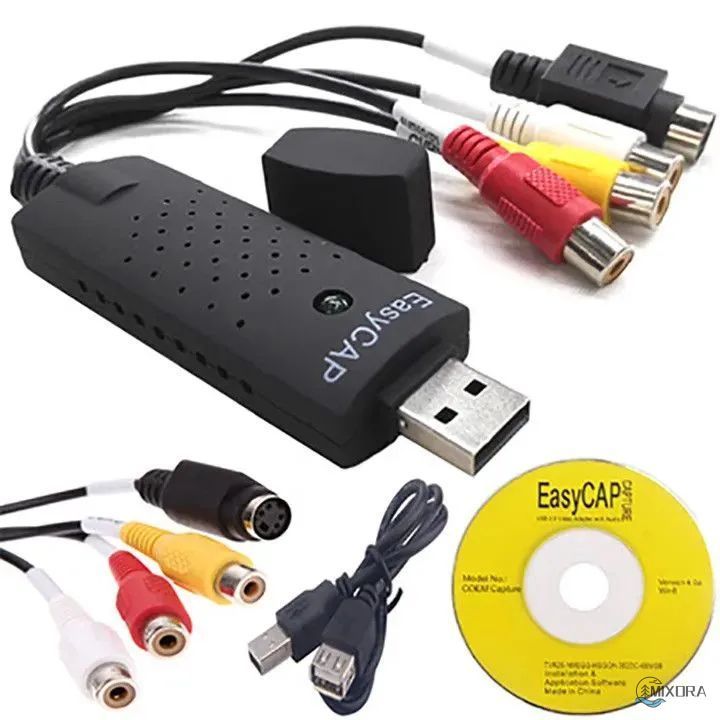 Аудиокабель 0.08 м черного цвета с интерфейсами RCA, S-Video и USB 2.0 для аудио- и видеотехники