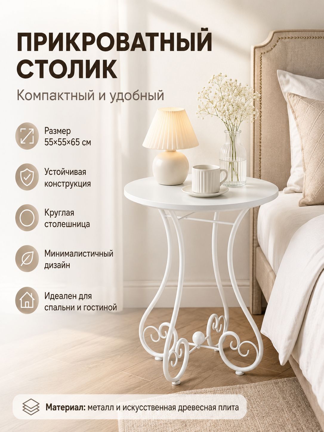 Журнальный стол, 55х55х65 см