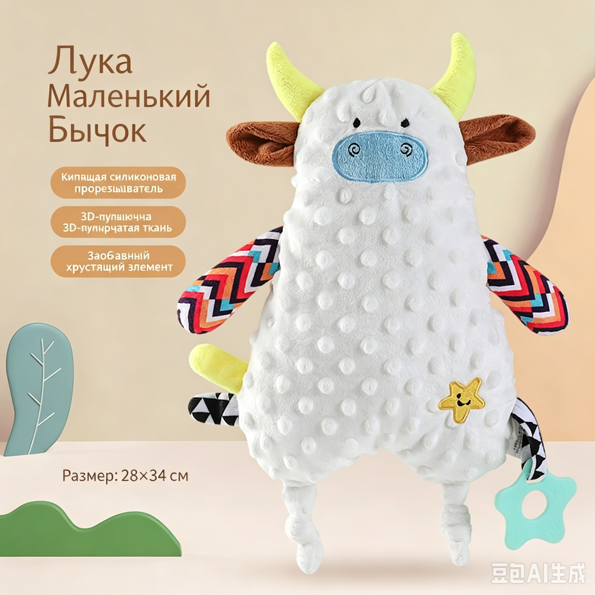 Комфортер для новорожденных, мягкая плюшевая игрушка‑зверушка, ткань с пушистыми точками, для убаюкивания и сна малыша