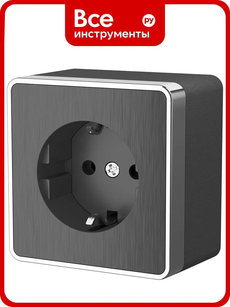Розетка с заземлением WERKEL W5071004 Gallant графит рифленый a051339