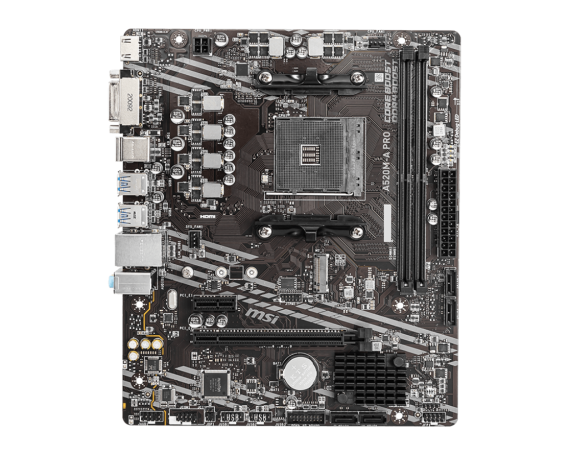 Материнская плата MSI A520M-A PRO, AM4, DDR4, PCIe 3.0, mATX, Retail