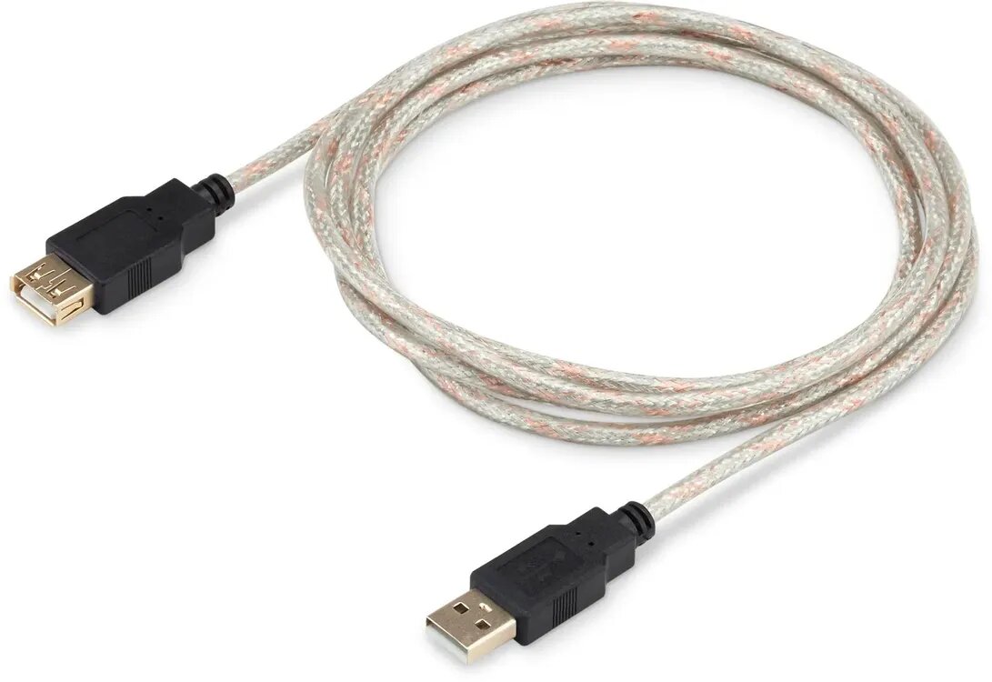 Кабель-удлинитель USB2.0 Buro USB2.0-AM-AF-S, USB A(m) - USB A(f), GOLD, 1.8м
