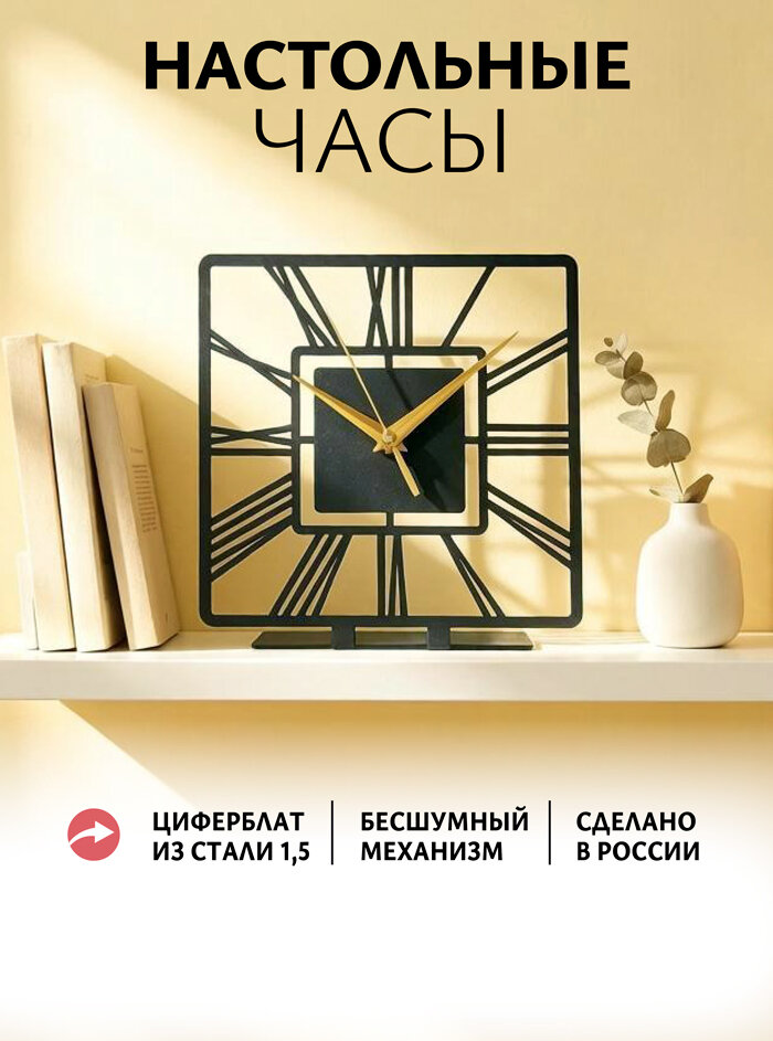 Настольные часы из металла, бесшумные