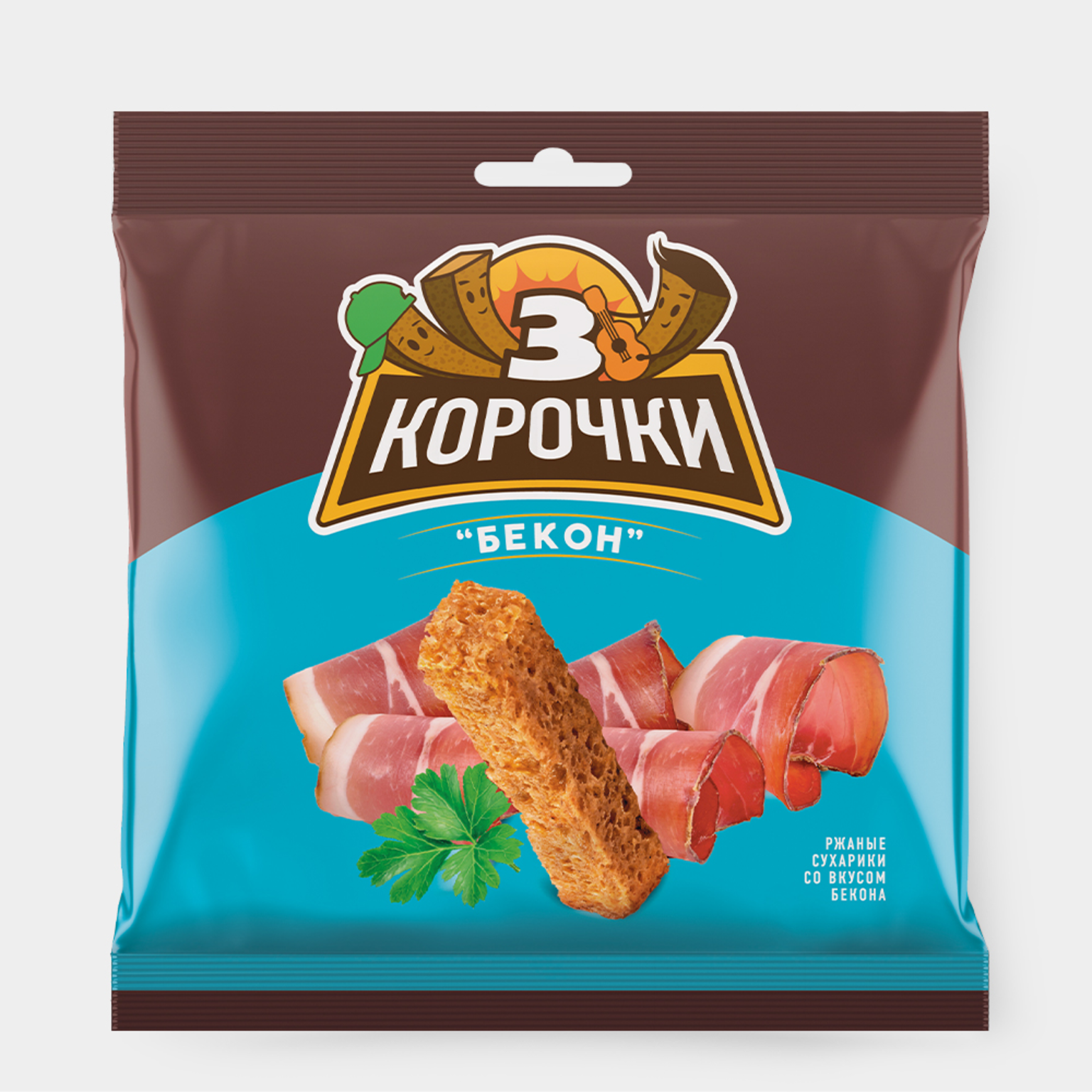 3 Корочки, сухарики со вкусом бекона, 100 г