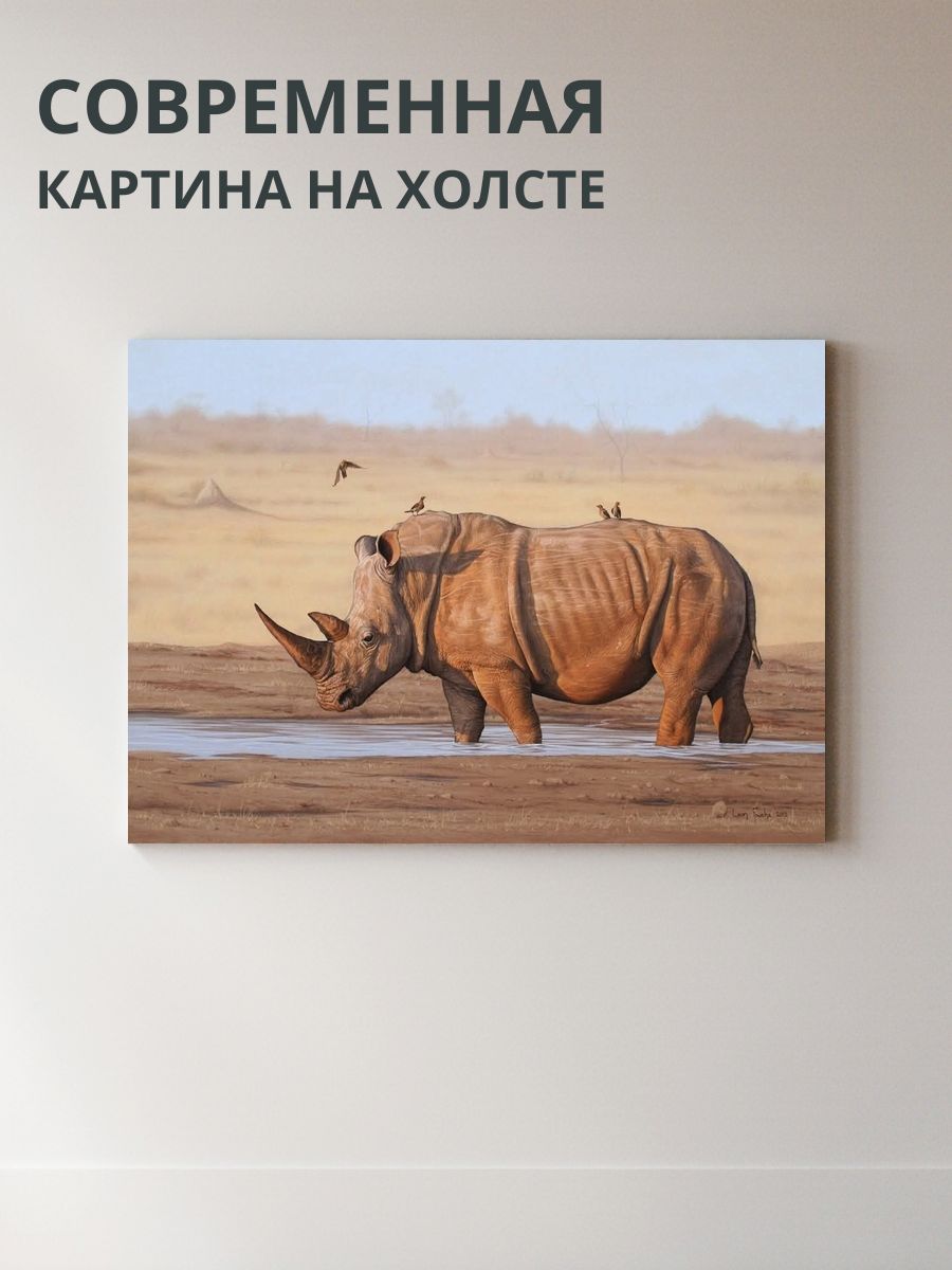 Картина на холсте Носорог 70x50 см