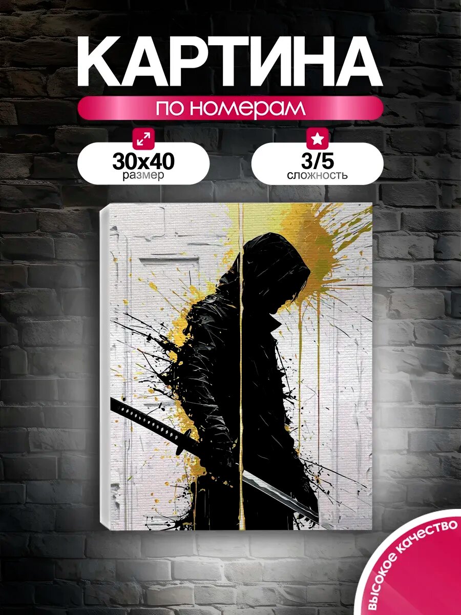 Картина по номерам 30x40 Теневой самурай