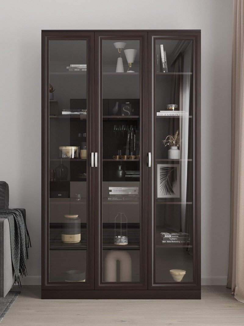 Книжный шкаф МебельЛэнд24 Библиограф - 3 №1 Венге 130x30x200
