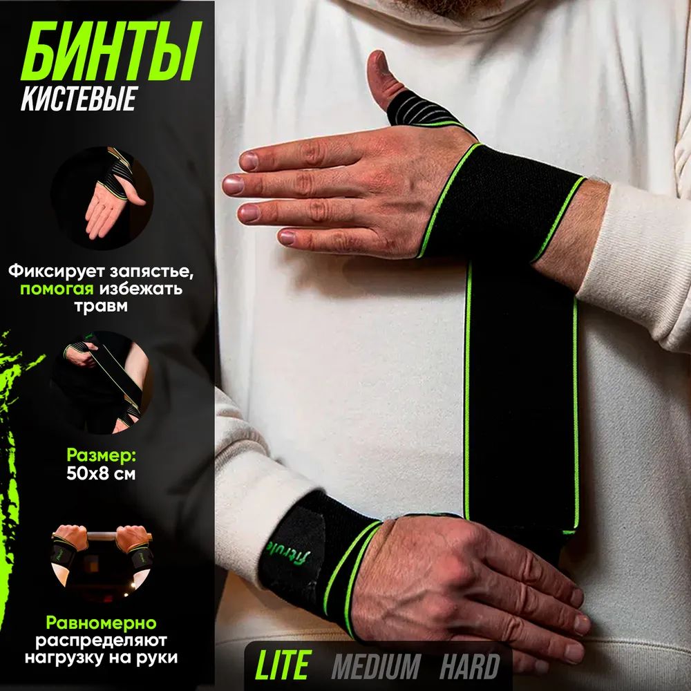Бинт спортивный кистевой Fitrule, Фиксатор запястья, бандаж спортивный для тренировок, мягкие (Lite)