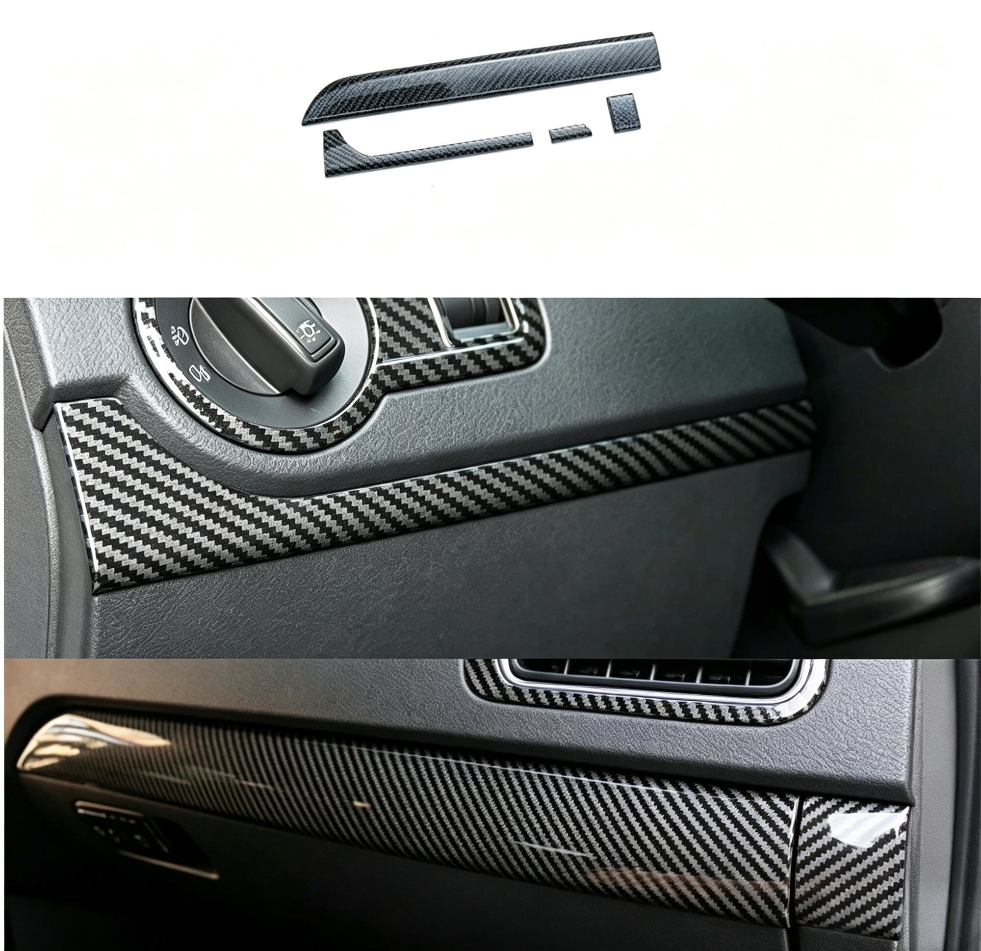 Накладки на центральную консоль VW POLO 6R 6C 2011-2018, углеродное волокно, 4 шт.