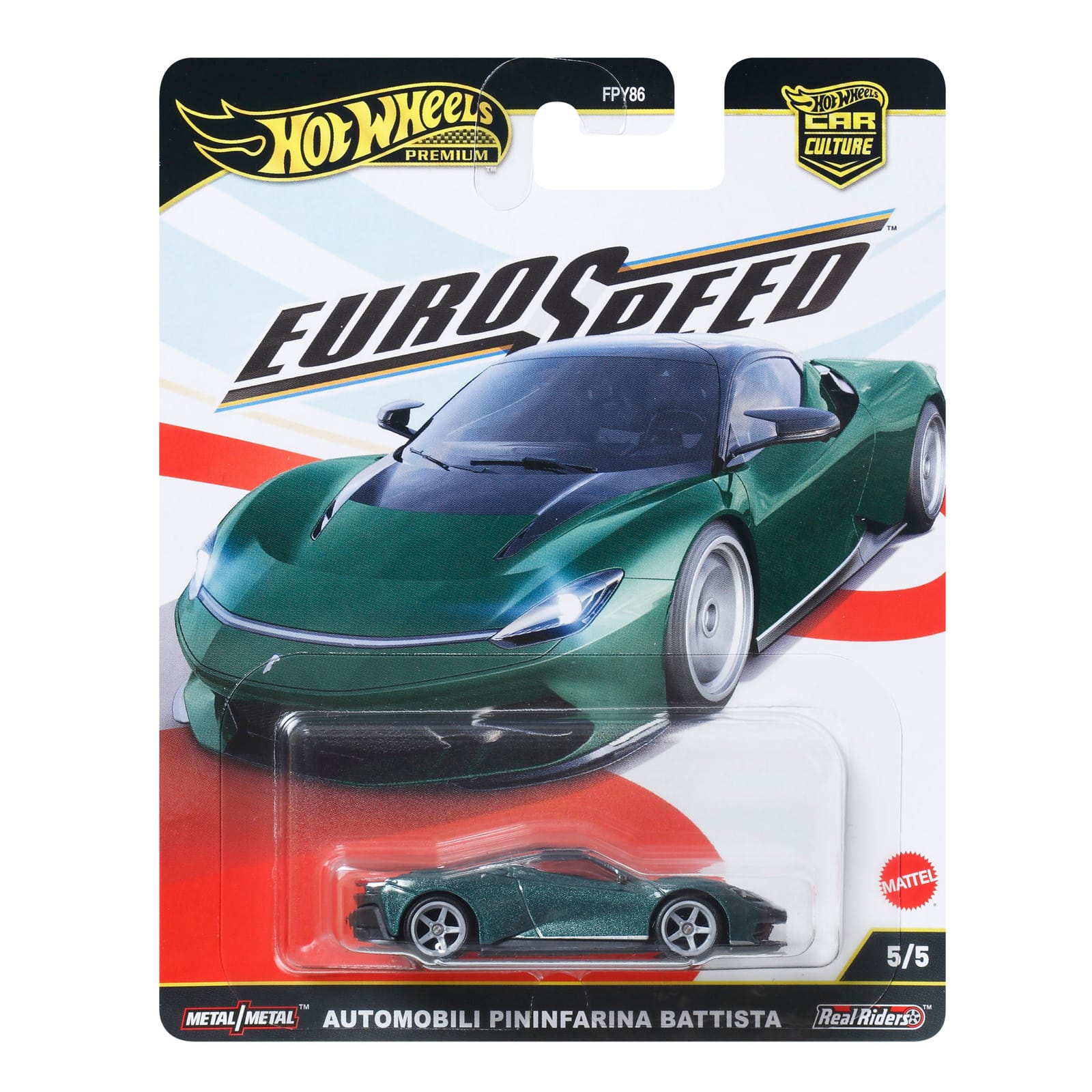 Игрушечная машинка Hot Wheels Premium Car Culture EuroSpeed Automobili Pininfarina Battista JBK77, синий, масштаб 1:64