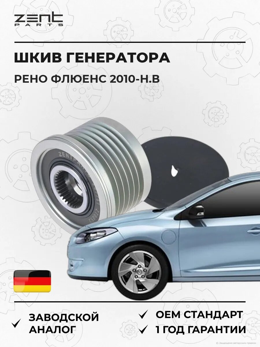 Шкив генератора Zentparts Z67761 Рено Флуенс Renault Fluence с 2010