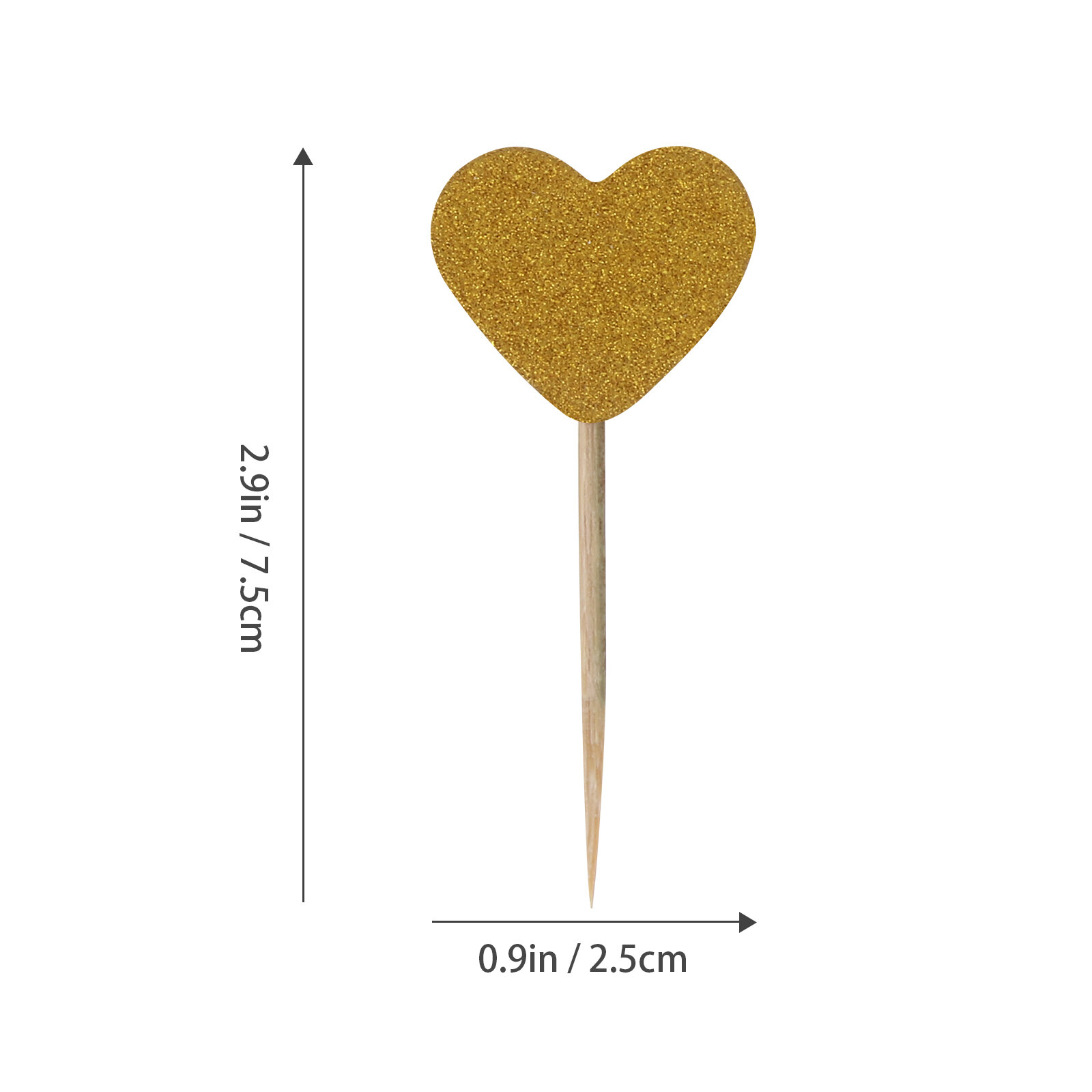 200 Шт Палочки Для Торта Сердце Из Блестящего Материала 7 5X2 5Cm