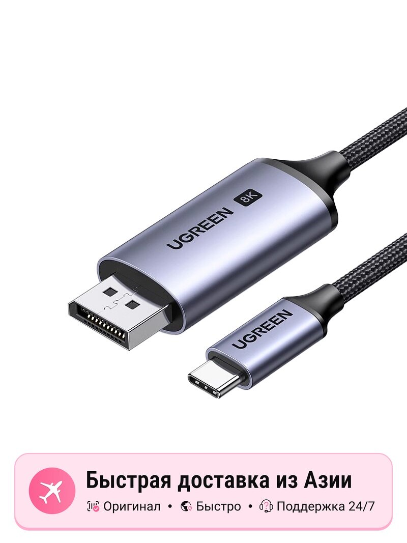 Док-станция UGREEN dp1.4[8k/60hz-braided alloy]-2m25158