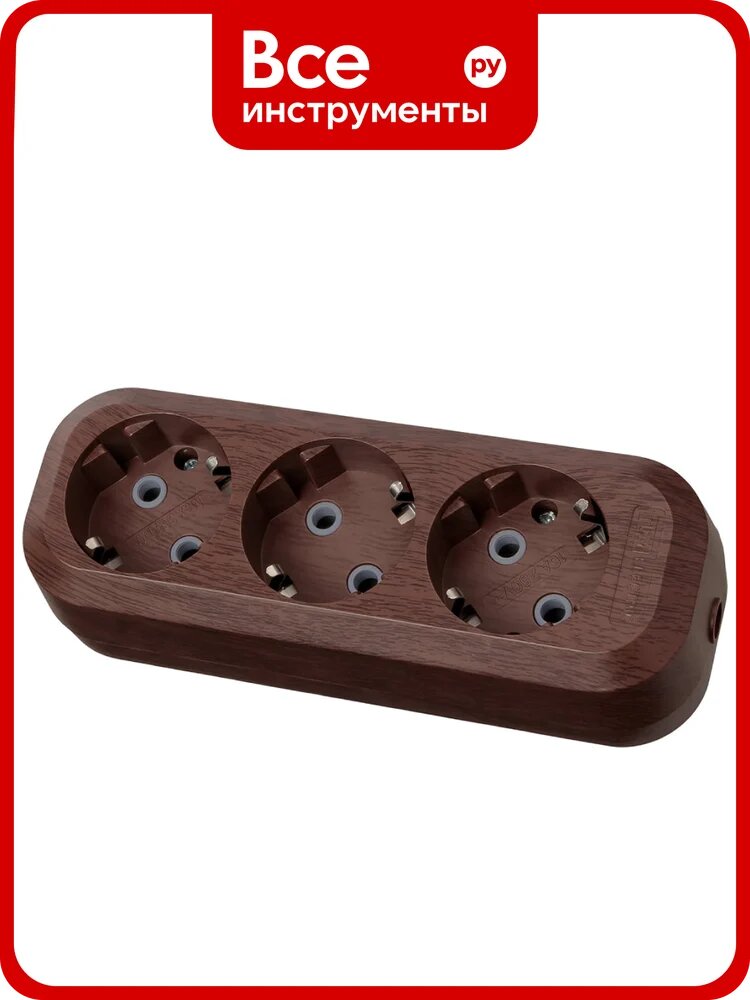 Розеточная колодка, 3 гнезда, бук TDM ELECTRIC SQ1806-0062