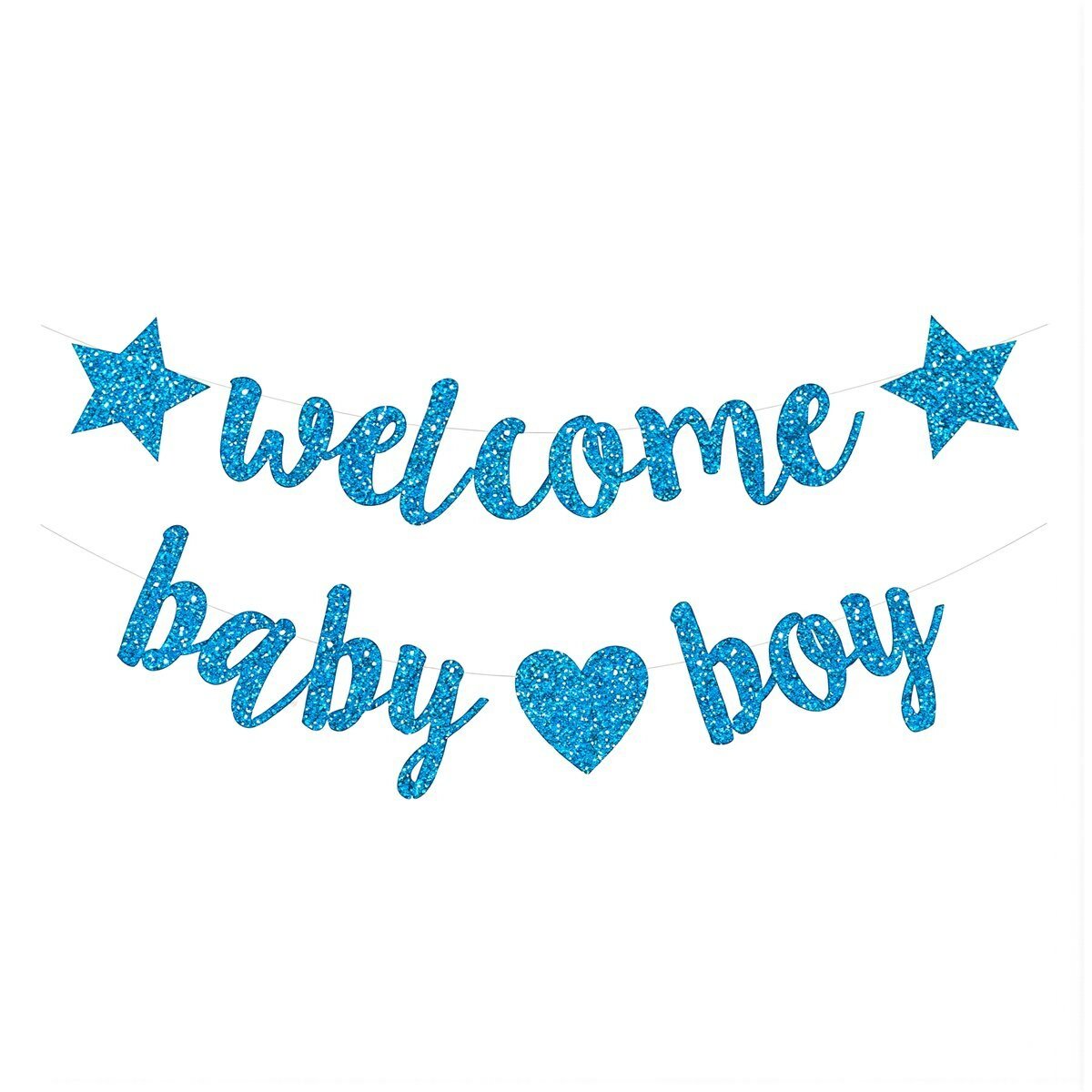 Баннер для декора Baby Shower с надписью Welcome Baby Boy Girl блестящий украшение для праздника новорожденного, Баннер Welcome Baby Boy с глиттерным синим покрытием