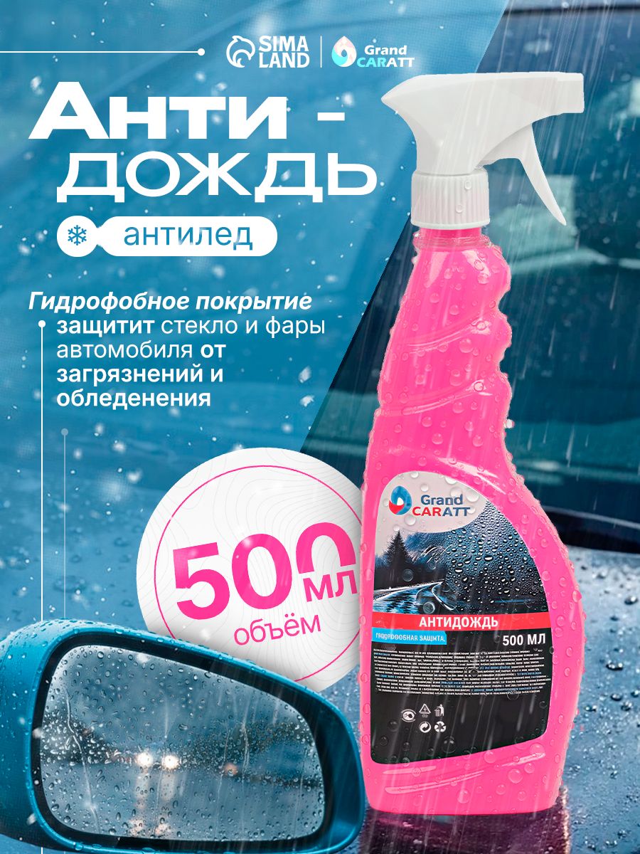 Антидождь для автомобиля, Grand Caratt, 500 мл спрей для стекол автомобиля / Антидождь для стекол