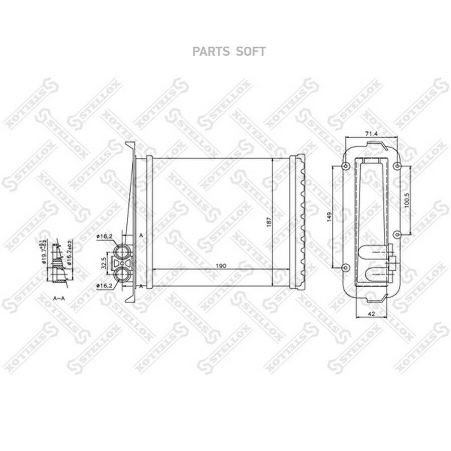 STELLOX 1035023SX 10-35023-SX радиатор печки!\ Volvo 850/S70 2.0-2.5TDi 91>