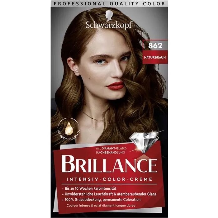 Schwarzkopf Brillance Краска для волос 862 Натуральный коричневый, интенсивный цвет и блеск