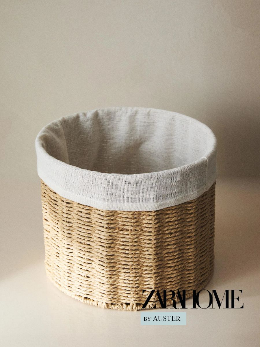 ZARA HOME Корзина для хранения длина 25 см, ширина 25 см, высота 20 см, 1 шт, сталь, светло-бежевый