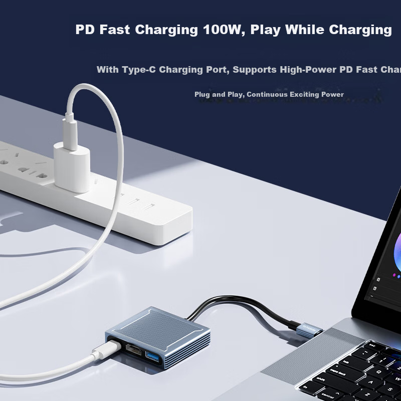 Кабель-конвертер Type-C к HDMI 4K UHD зеркальное отображение 100Вт быстрая зарядка PD USB 3.0 передача данных 3 в 1 для