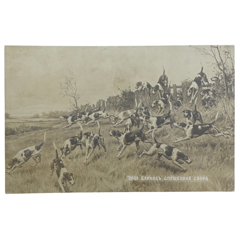 Почтовая открытка "Блинкс - Спущенная свора" 1900-1914 гг. Российская Империя
