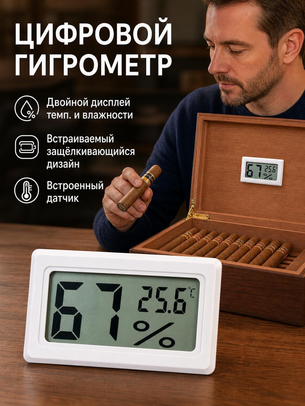 Встраиваемый термометр с измерением влажности FY-11