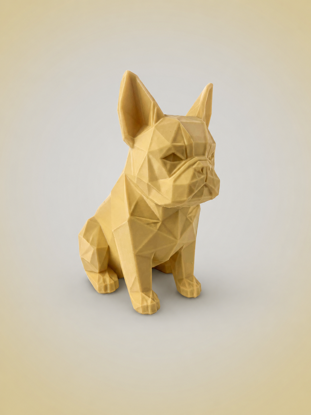 Интерьерная полигональная фигурка Французский бульдог из ABS, бежевая, 3D-печать