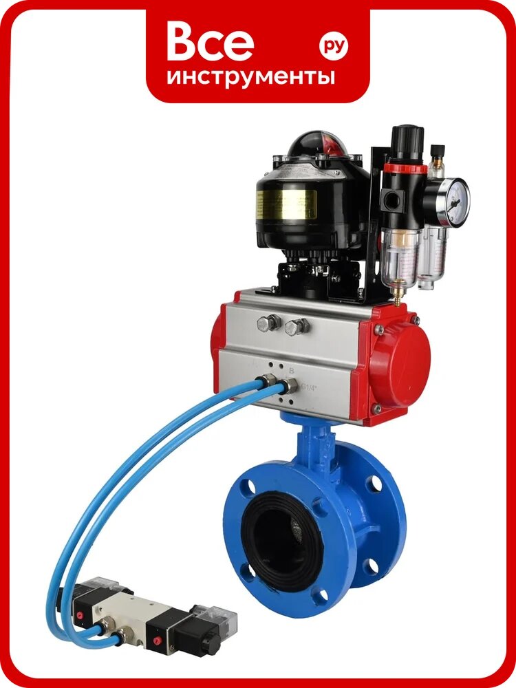 Затвор дисковый DN-ru GGG40-GGG40-EPDM-2W-H Ду200 Ру16 фланц. EPDM, пневмопривод DA-140, пневмораспределитель PND1-S2EM-52-2-T10-220VAC, БКВ LSB-510-02ExM12-250, БПВ APU1-10-40-V08 D05 D050-90748