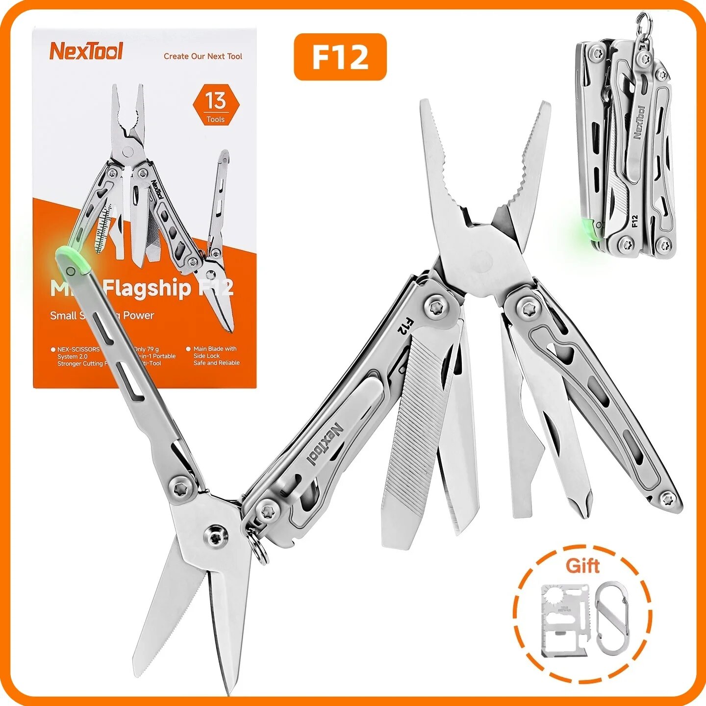 NexTool Мини Флагман F12 многофункциональный инструмент 13 в 1 F12 Silver