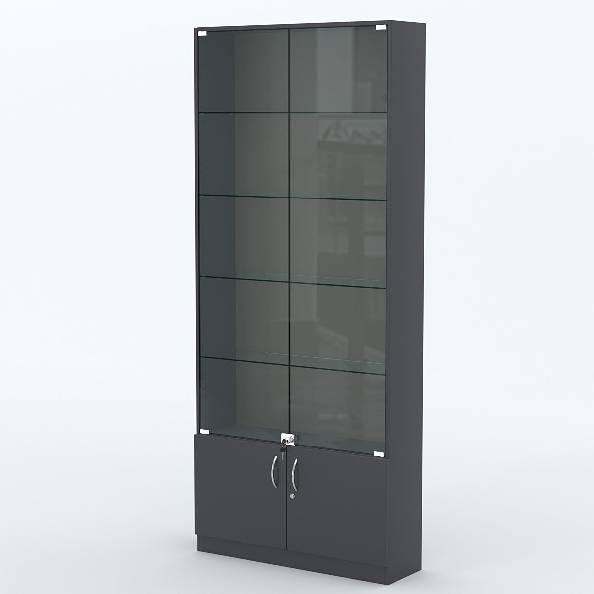 Торговая витрина с 4-мя стеклянными полками 250x900 мм серии NEXT-4 №11 (З/C - ДВП), Антрацит