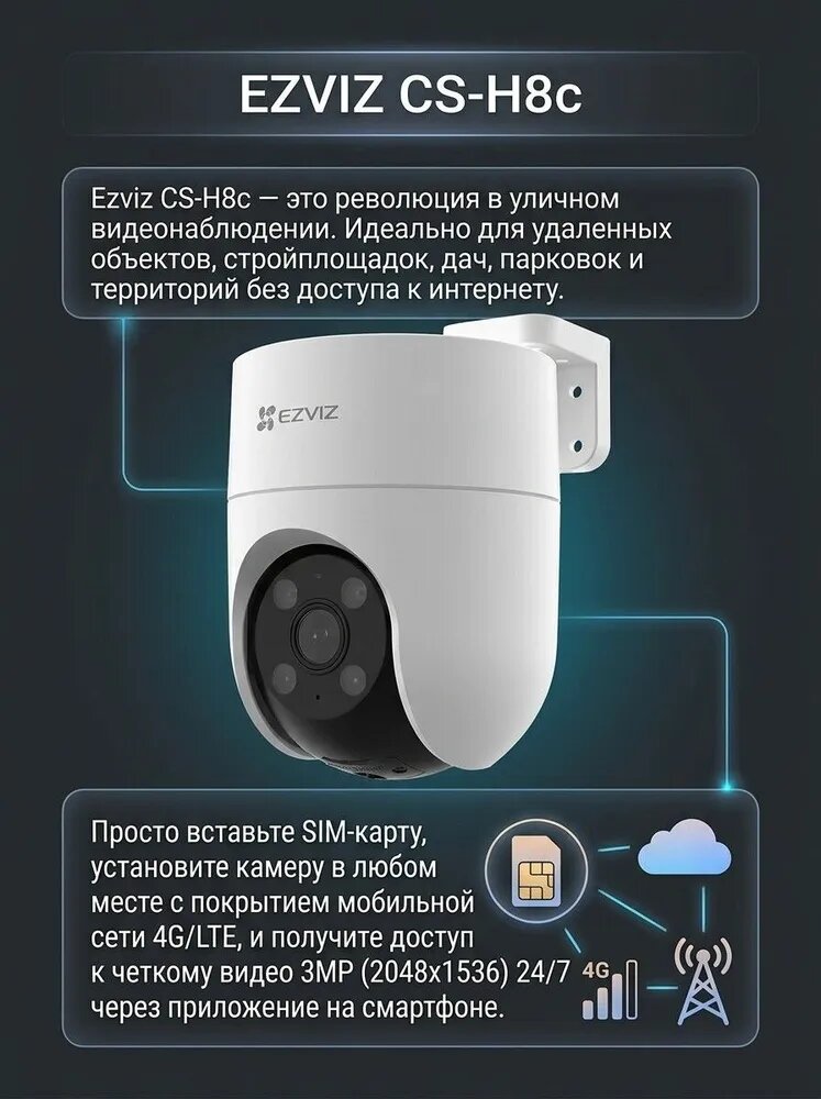 Камера видеонаблюдения поворотная Ezviz CS-H8C(1080P)
